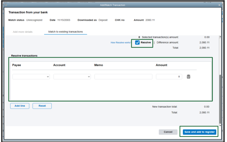 UNDO Bank Transactions Added to Register in error before matching to ...