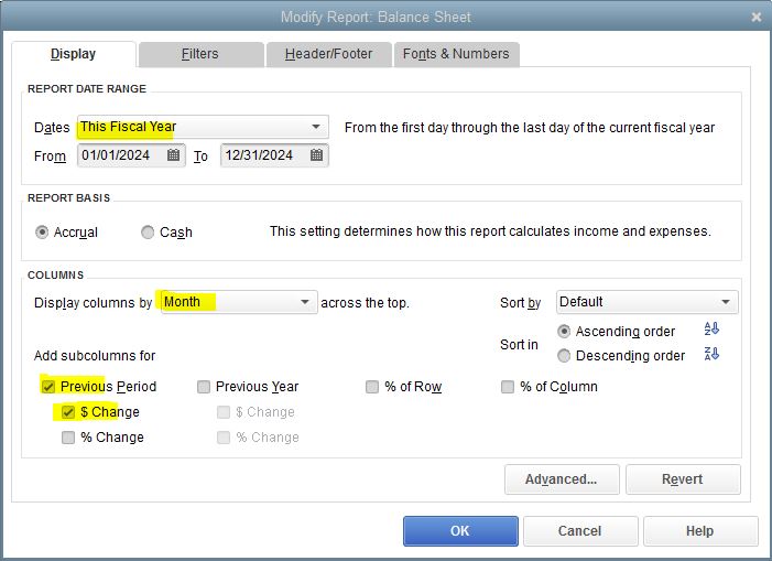 Report Showing Changes in Liabilities Over Time