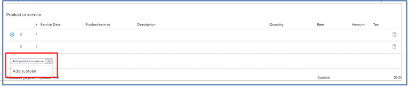 How do i add a subtotal line within the body of an invoice in the new ...