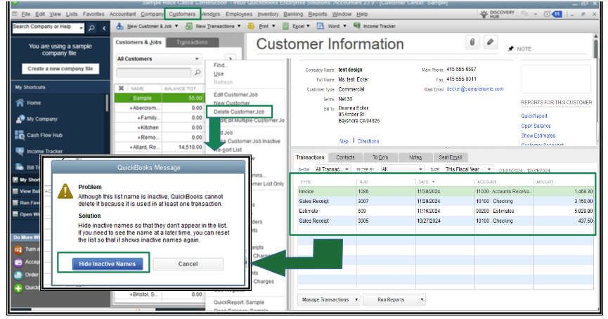 How can delete inactive customer