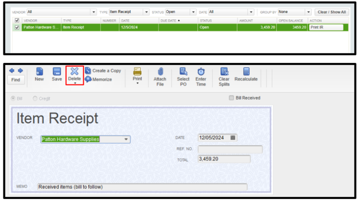 Solved: Item Receipt with zero dollars