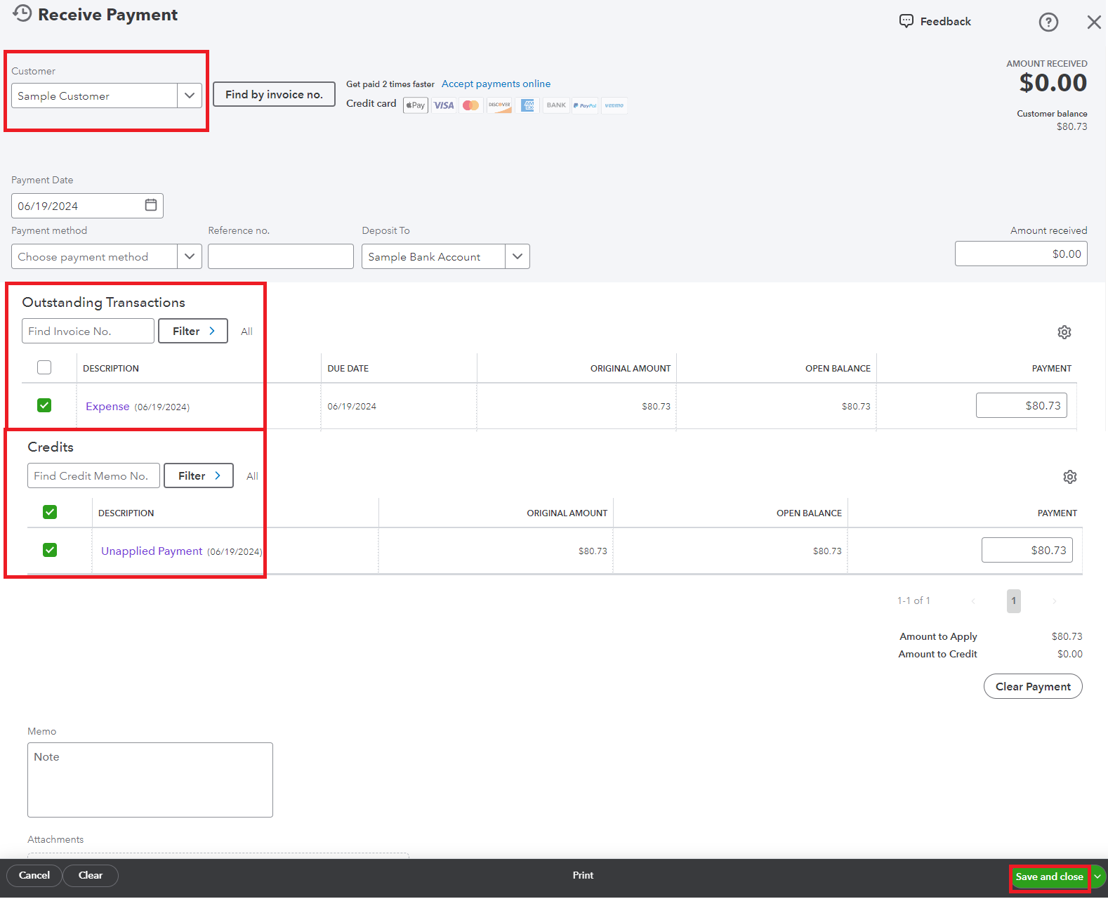 Returned ACH transaction and fee