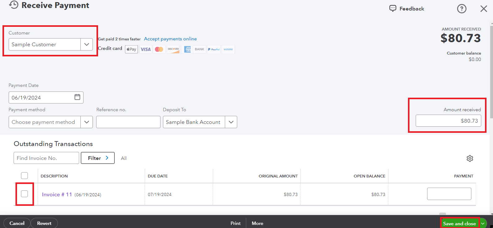 Returned ACH transaction and fee