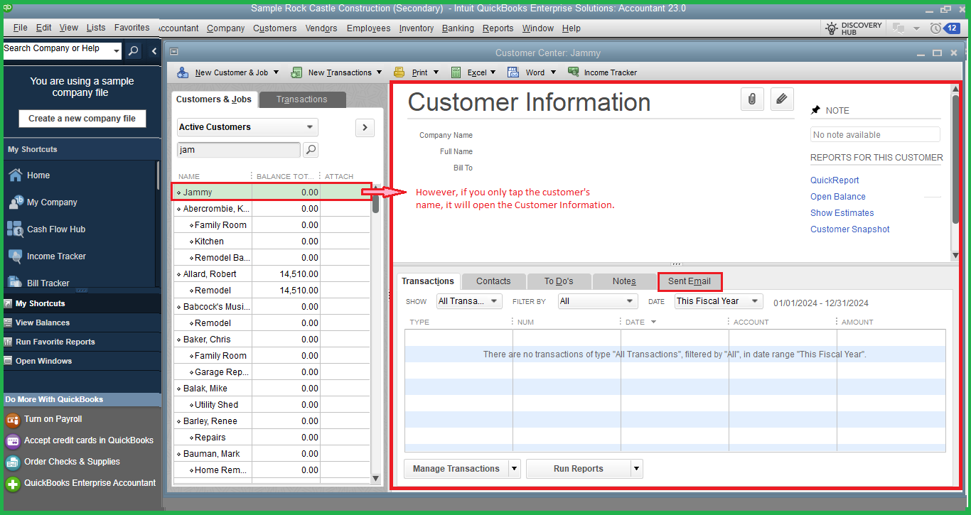 list of emails sent to customer