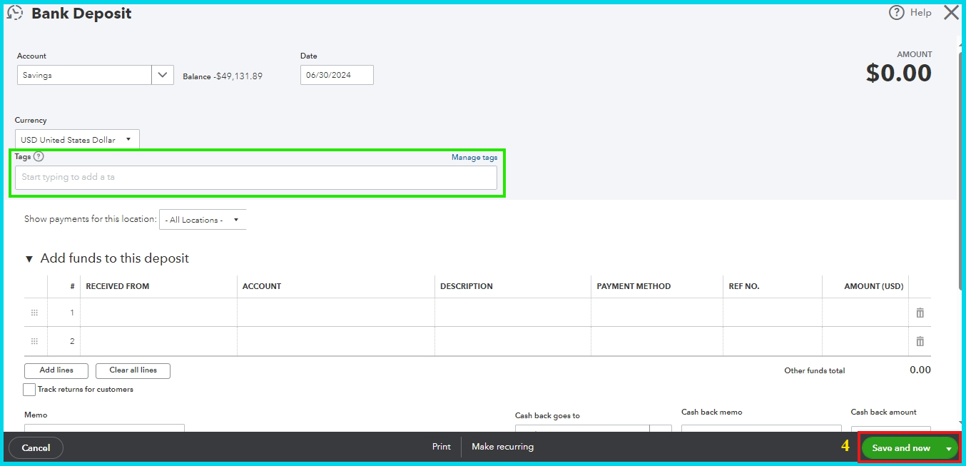 Solved: deposits & tags