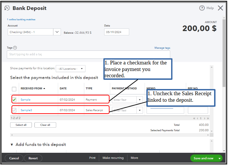 Applying Square payment to an Invoice