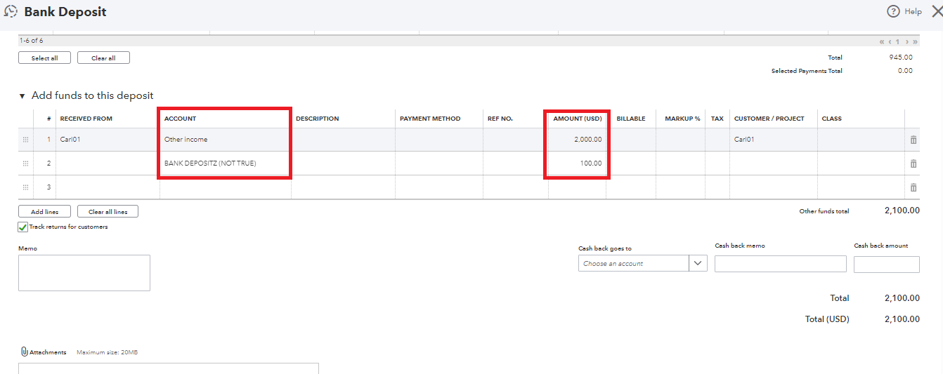 Deposit Detail Report