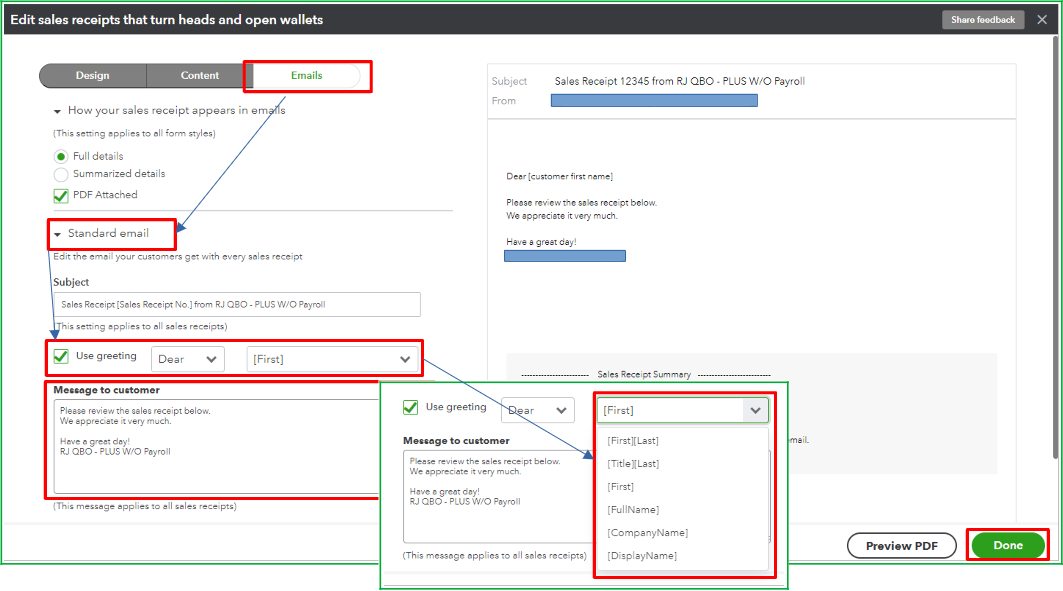 Is there a way to change the standard text when sending and invoice via ...