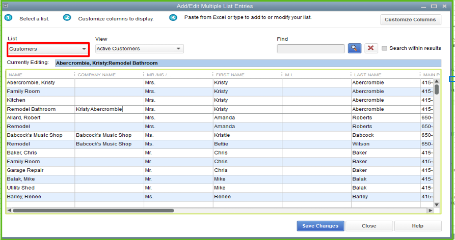 Update customer information by importing