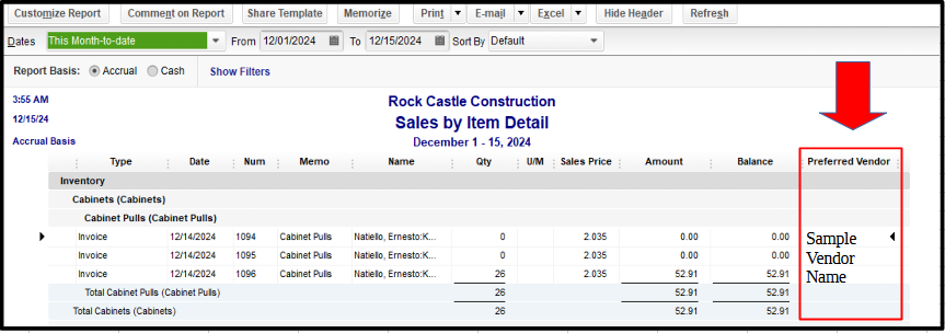 SALES REPORT BY VENDOR