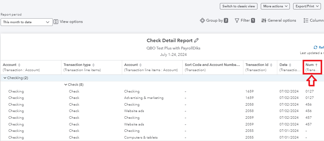 Solved: Report using check number range