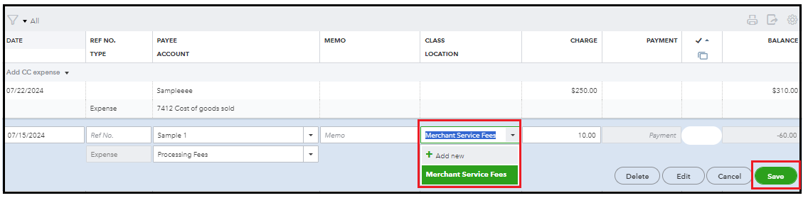 System-recorded fee for QuickBooks Payments