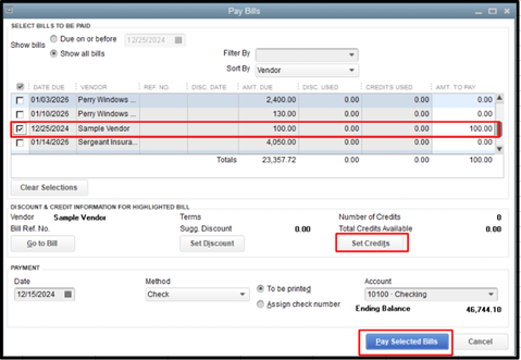 How to pay deposit on bill from vendor against a purchase order ...