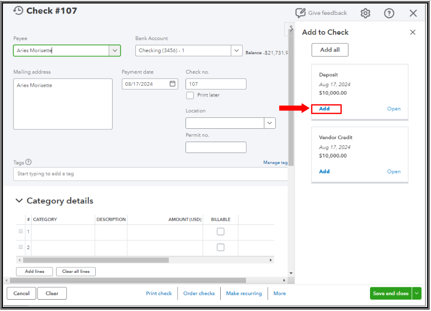 Solved: Record a vendor refund