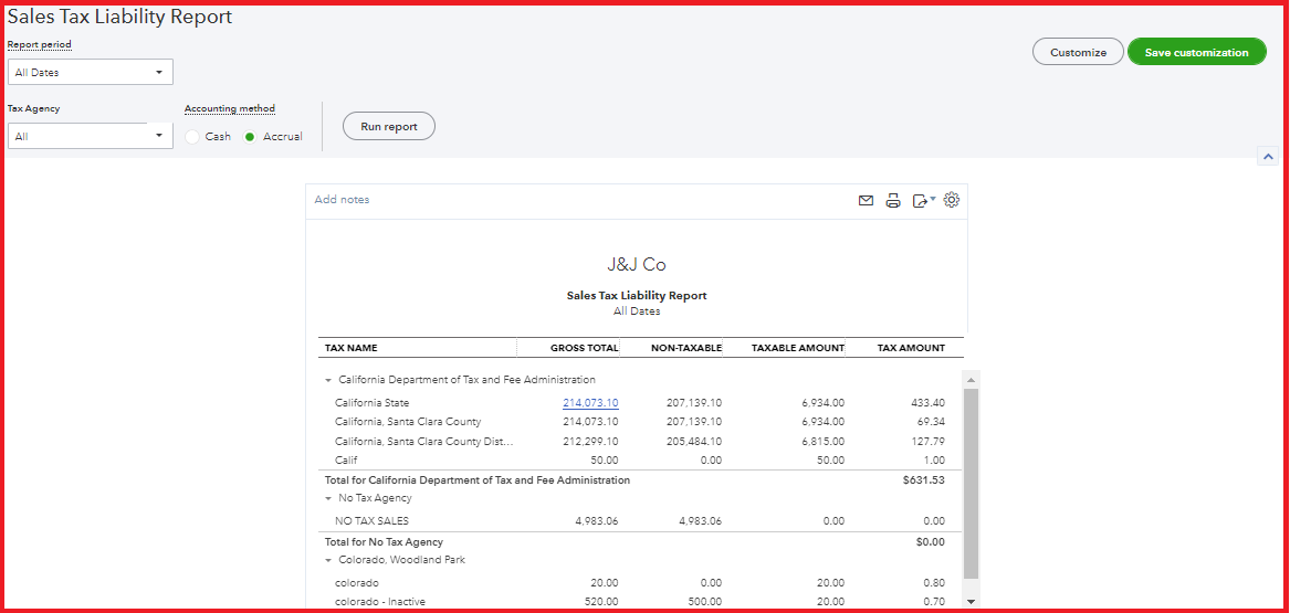 How do I get a sales tax liability report in QBO that includes the same ...