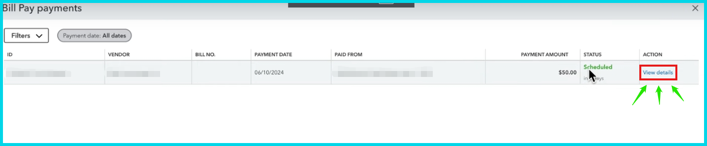 how to check bill payments successfully scheduled or pAID