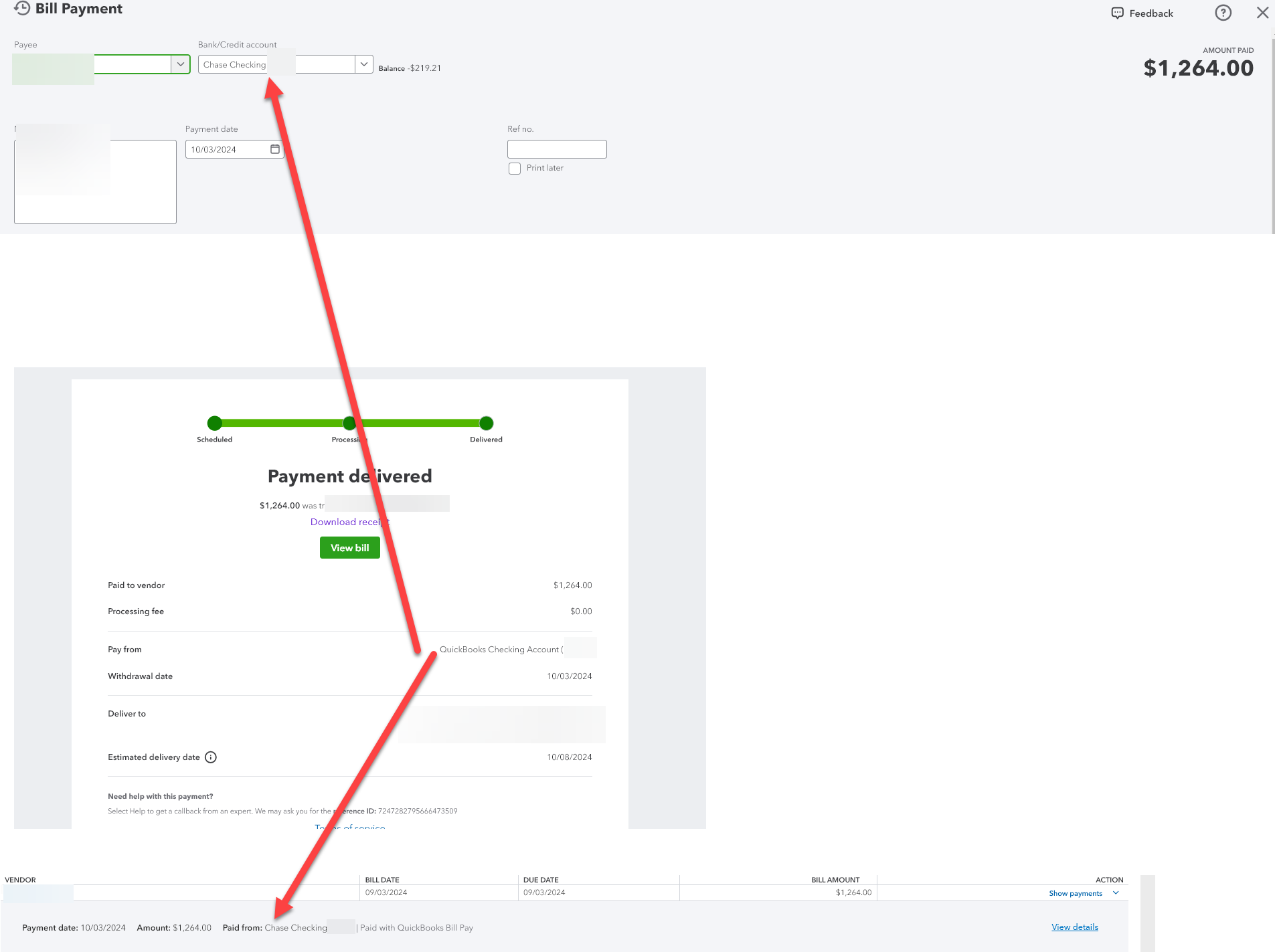 Bill payment posted from correct account but shows wrong account
