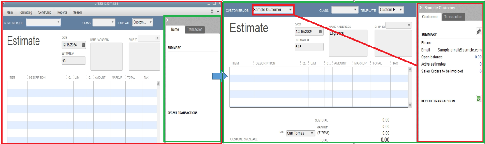 Empty Column on Right Side of Estimate Screen