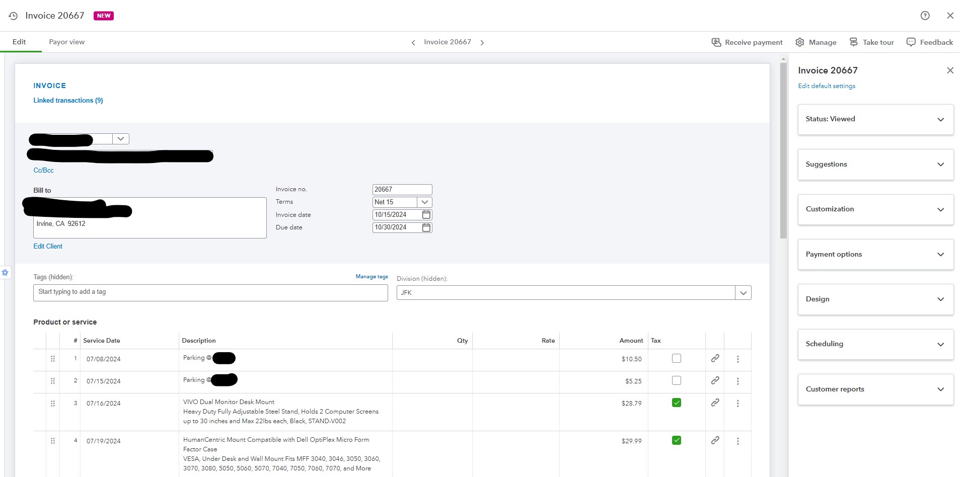 QBO Invoice Changes today 11/20 (on-screen and what gets sent)