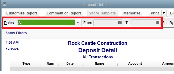 Solved: Deposit Detail report