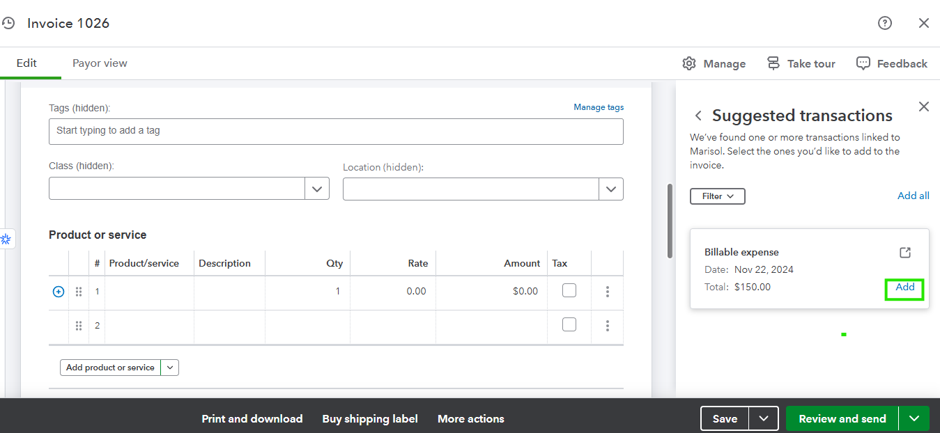 How to put several products and services on one line item in-and-in voice.