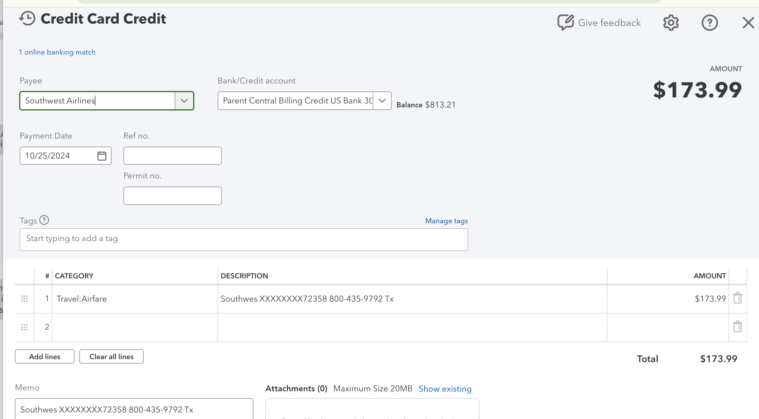 Categorizing Credit Card Refund Transactions in QuickBooks