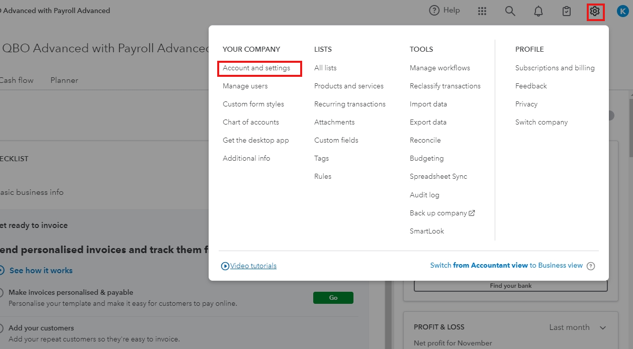 How to change the country of your QuickBooks Online account