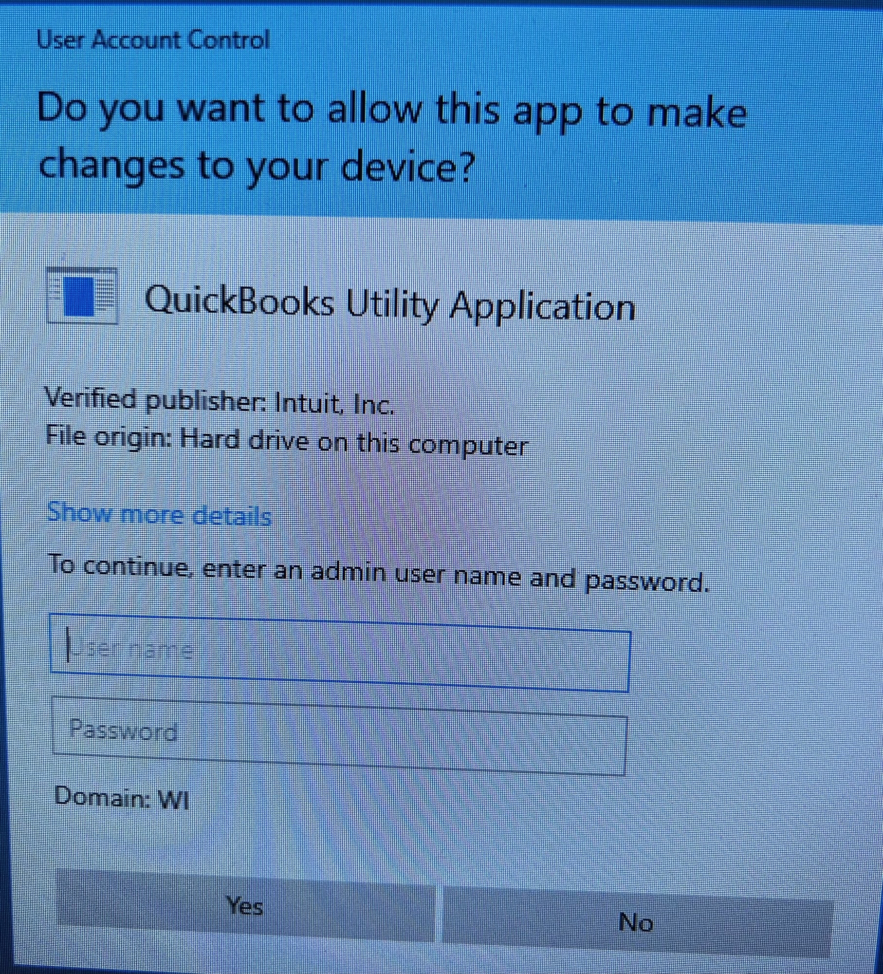 Quickbooks Enterprise 2024 Asking for Windows Admin Credentials | QuickBooks Community