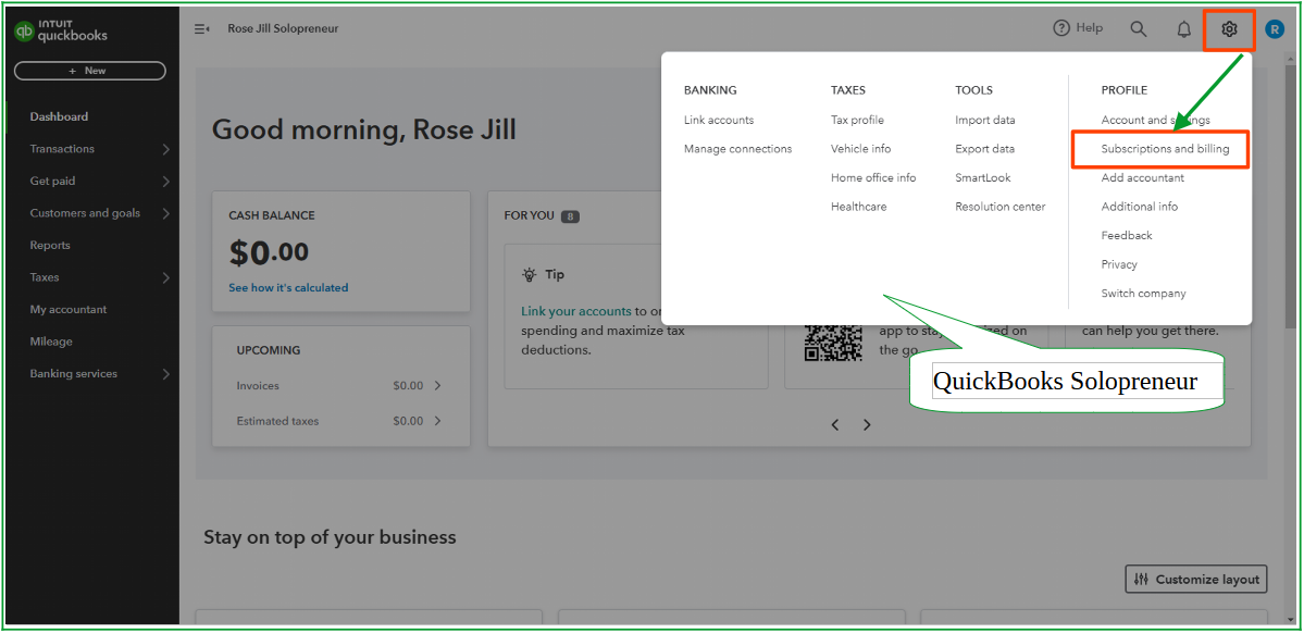 How is quickbooks solopreneur category mapping to chart of accounts set up?