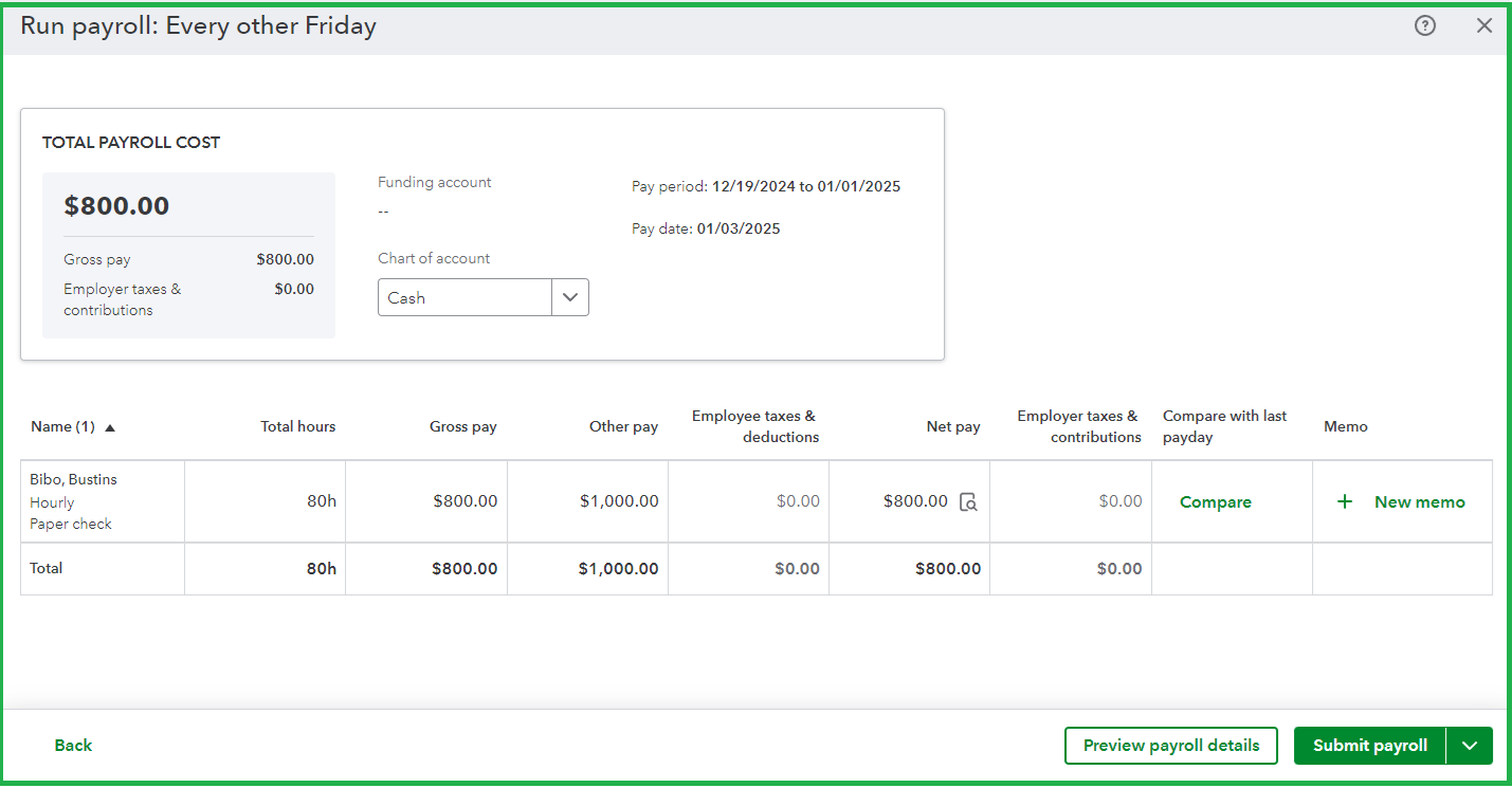 Cash bonus payments included for tax