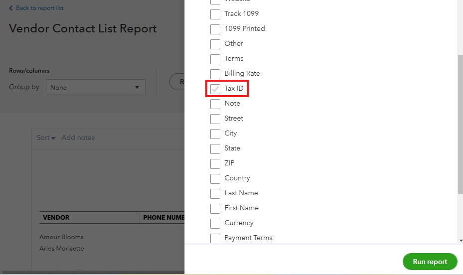 Why can I no longer customize the Vendor Listing report to include the ...