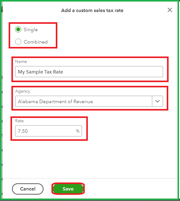 setting the default sales tax rate for all customers in Quickbooks Online