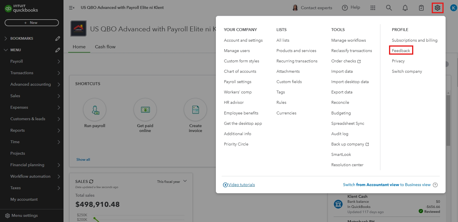 Setting "inventory adjustment account" quickbooks