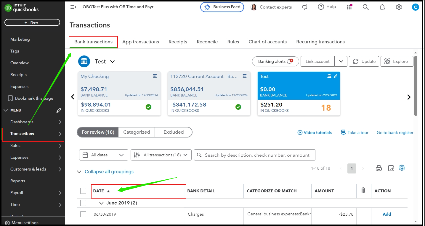 How do I get my transactions to appear with the newest at the top ...