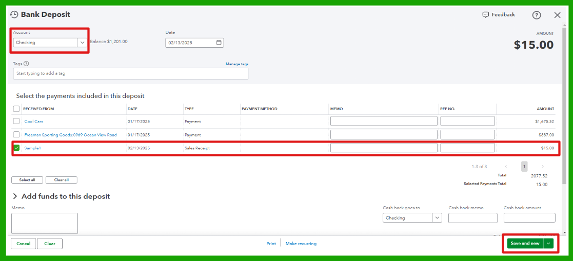 Understanding correct way to enter funds in a deposit | QuickBooks ...