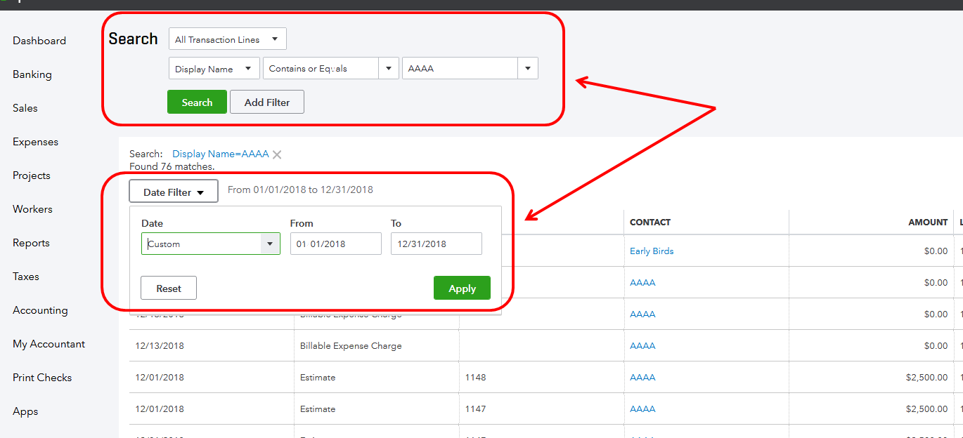How to find missing transactions for one client in 2018