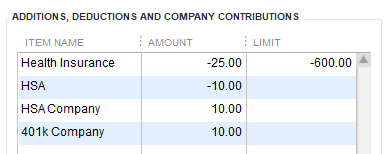 HSA Employee Deduction for direct deposit