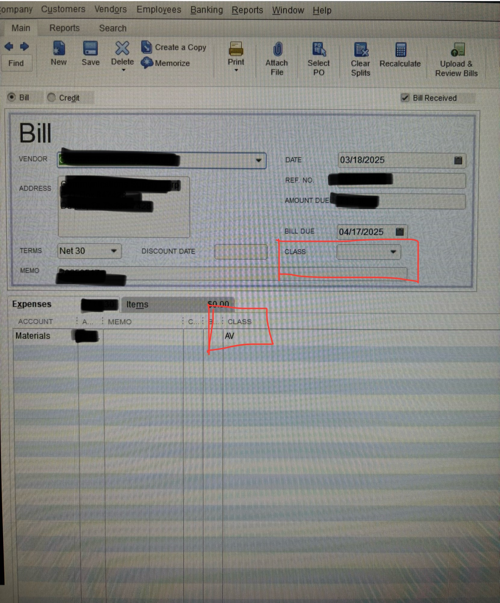 Bulk Entry - Class | QuickBooks Community