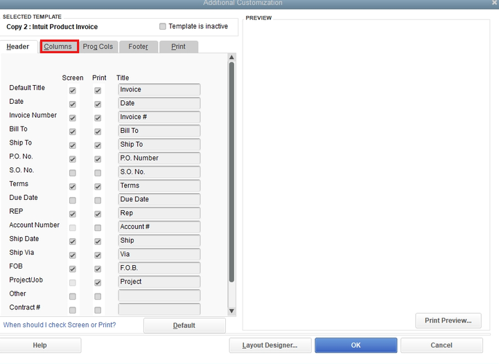 Custom Columns on Invoices