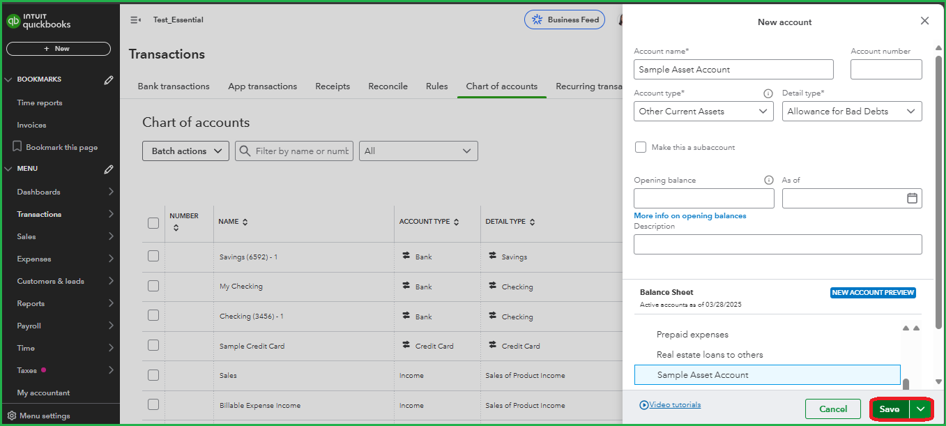 How to Change/Edit Chart of Accounts - QBO