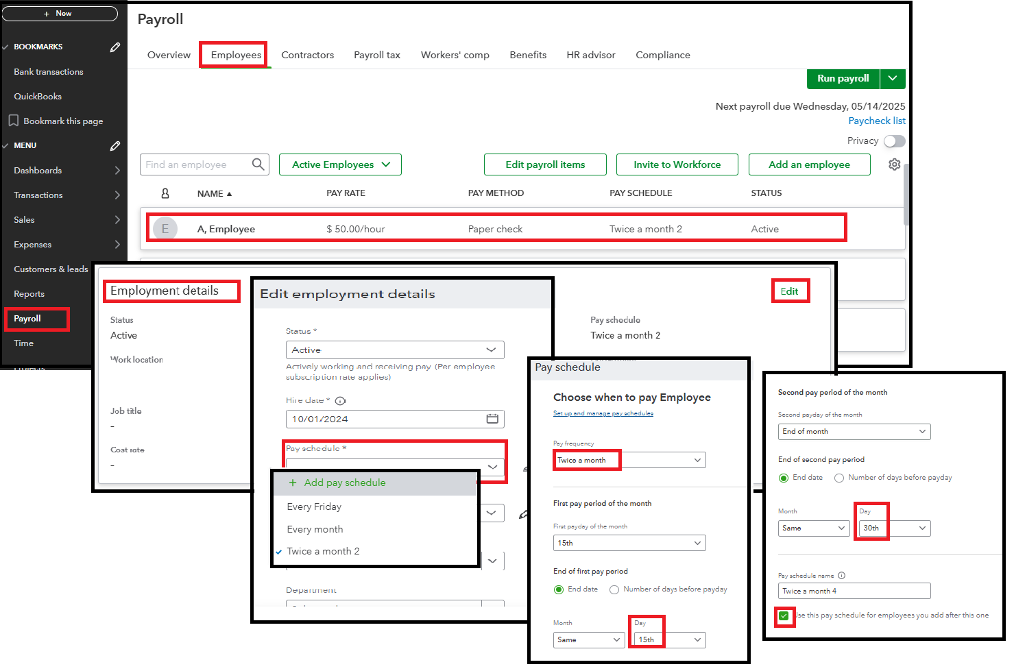 How do I set the pay period to be for the entire month of April, and ...