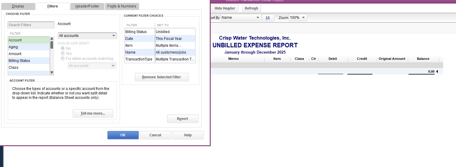 Solved: Is there an way to get an report showing unbilled items