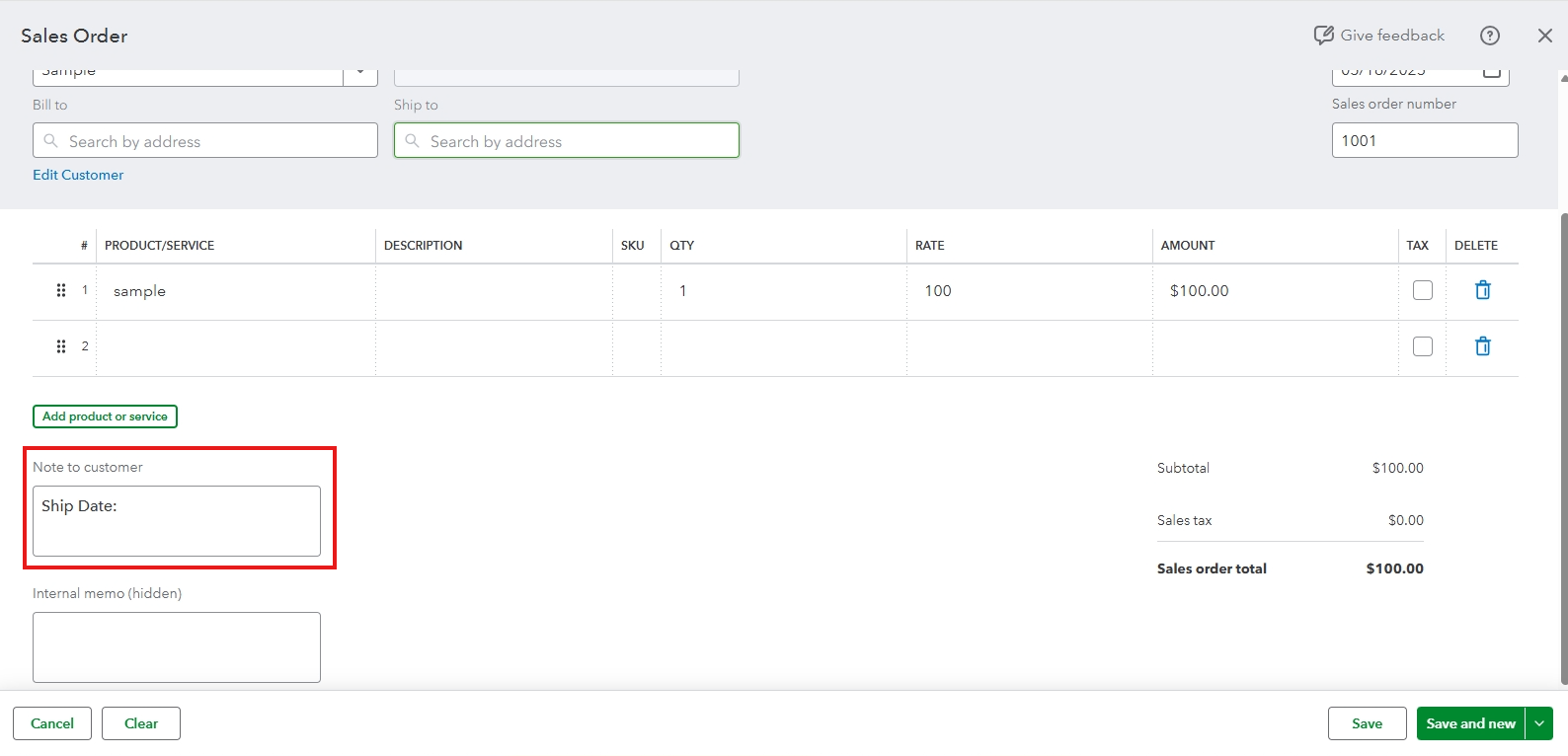 Can you add a ship date to the customer sales order? | QuickBooks Community