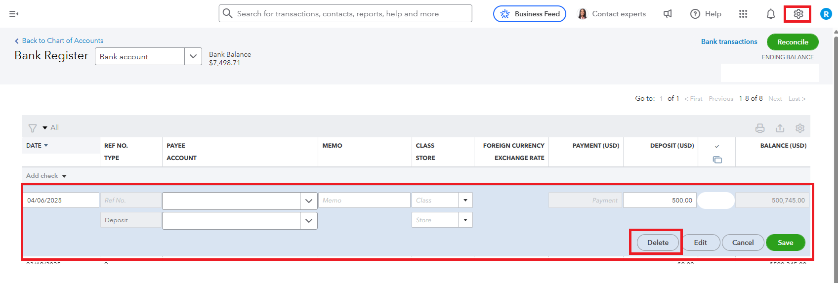 Credit card payment matching with checking account