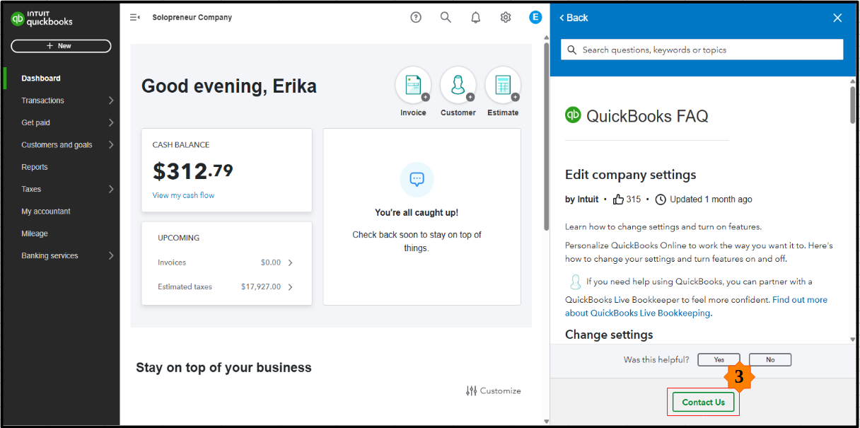 QB Solopreneur Dashboard Customization - Bank Account Balances?