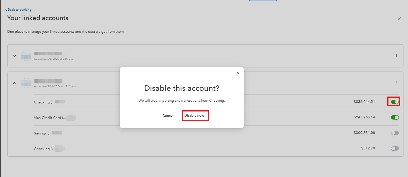 Solved: bank link pulls all accounts and not just one specified ...