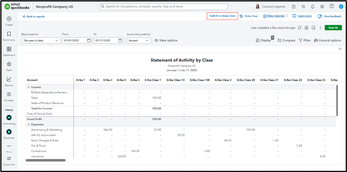 Why is the Statement of Activity by Class so poorly programmed? My company has a lot of classes ...