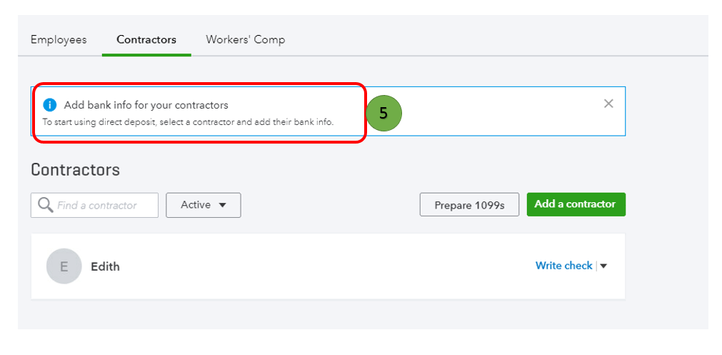 Where do you add bank info to setup using QB Contractor "payroll ...