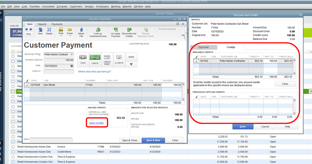 Unapplied Cash Payment Income