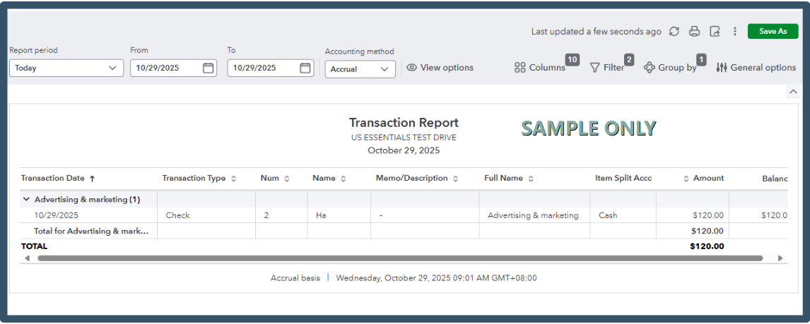 how do you make a transaction report for a check you wrote ...